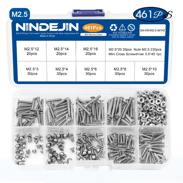 NINDEJIN – ensemble de vis pour ordinateur portable en acier inoxydable M1-M5, tête plate ...