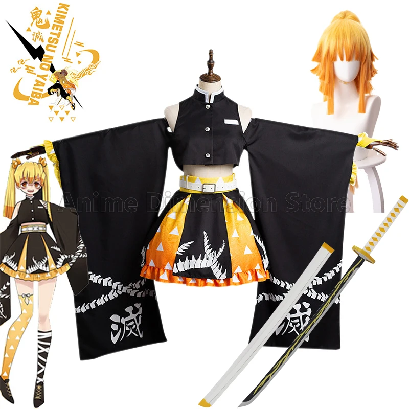 Anime-Demon-Slayer-Agatsuma-Zenitsu-Cosplay-Costumes-Dress-With-Wig ...