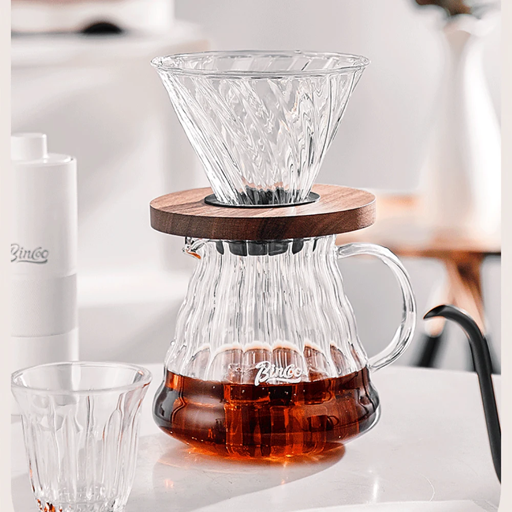 드리퍼 커피 포트 커피 서버 양조 커피 포트 유리 필터 컵 깔때기 드립 커피웨어 세트 600ml 1 2 개