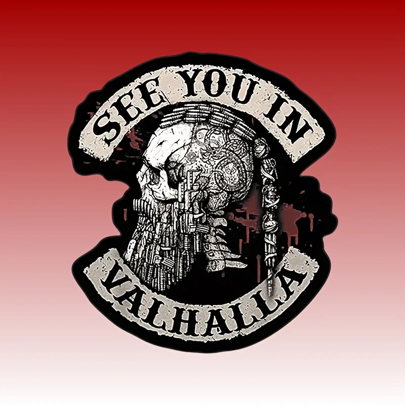1PC "See You in Valhalla" Skull Vinyl Sticker, Ideal for Car Windows ...