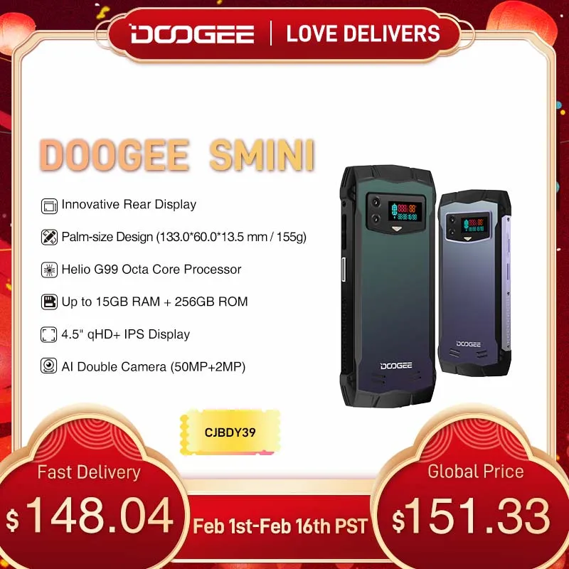 World-Premiere-DOOGEE-Smini-Rugged-Phone-4-5-qHD-Display-8GB-256GB ...