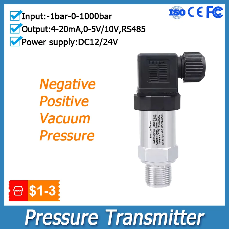Pressure-Transmitter-Water-Oil-Gas-Sensor-4-20mA-0-5V-10V-RS485-Output ...