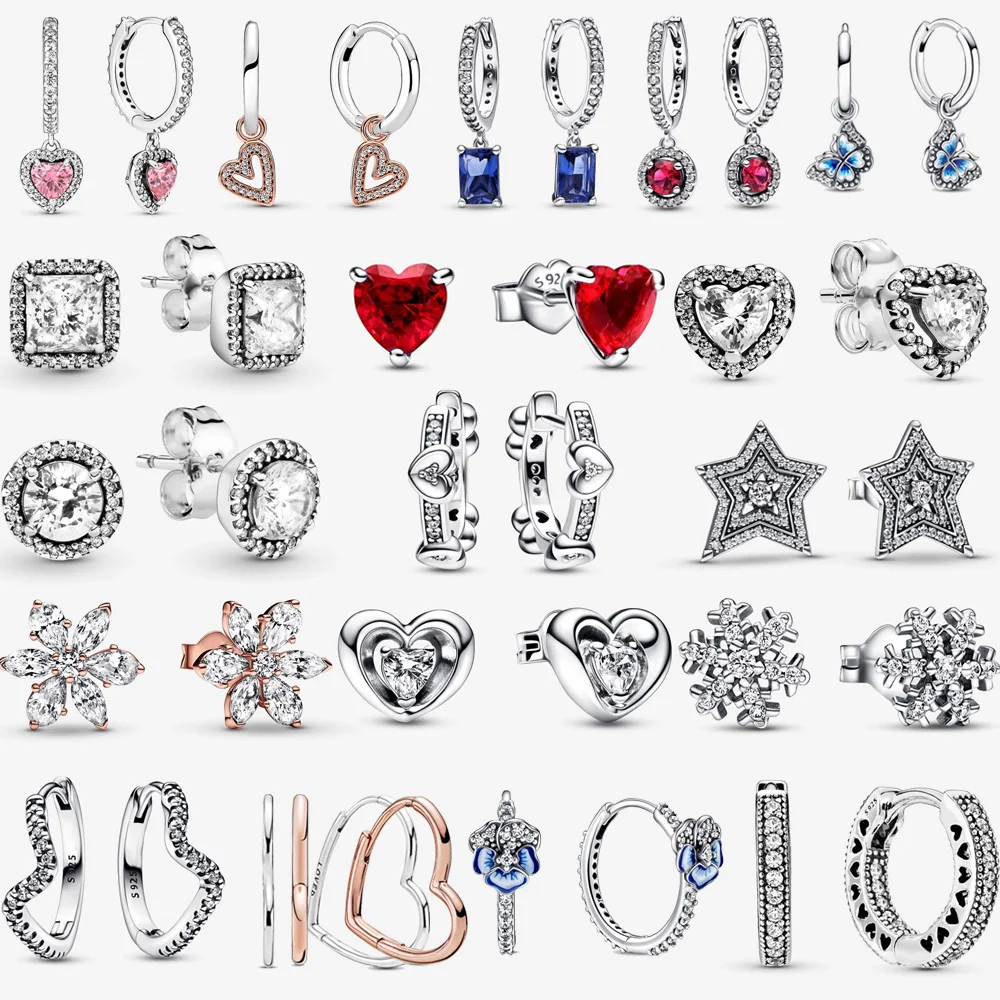 Sterling-Silver-925-Original-Love-Earrings-For-Women-s-Stud-Shine-Stars ...