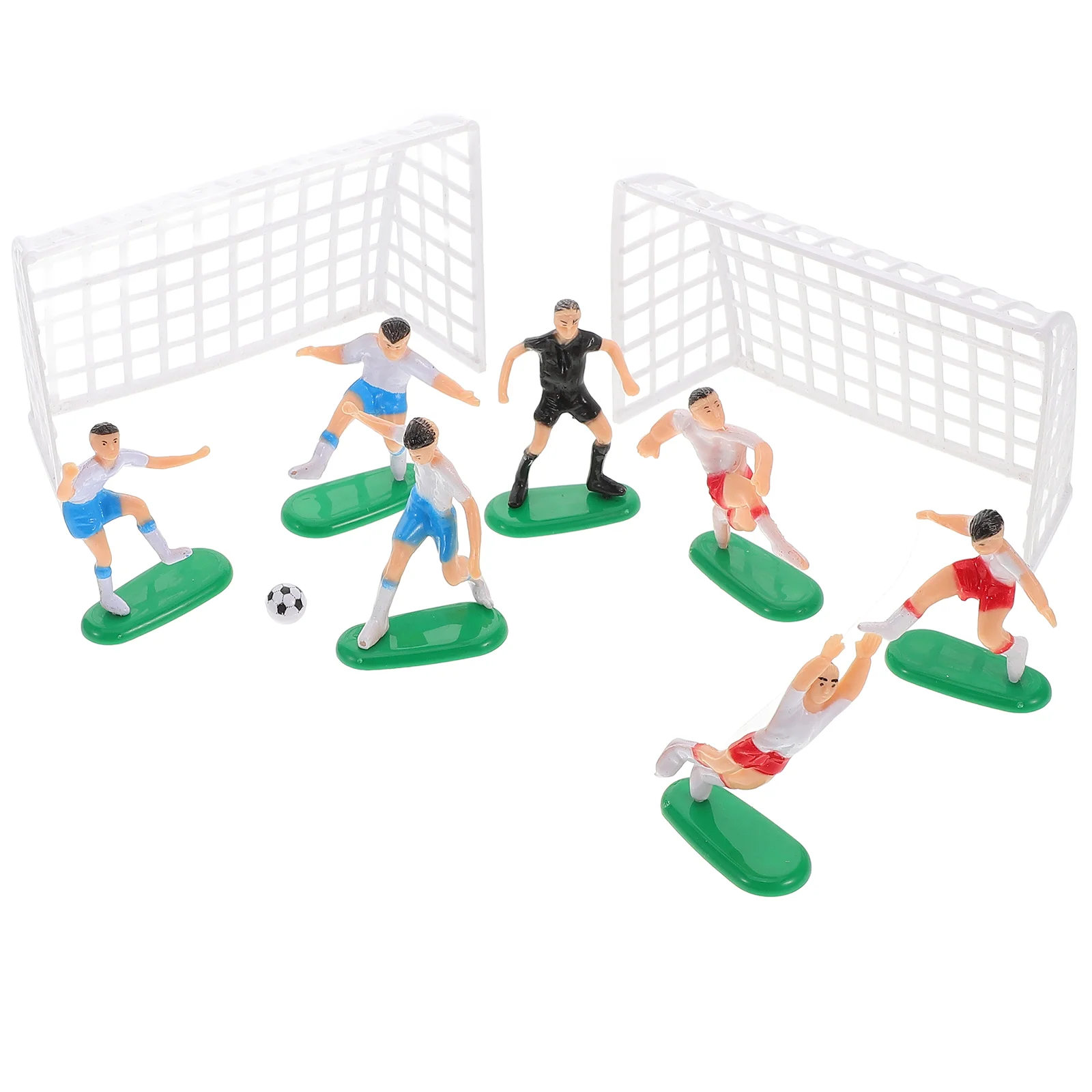 6 Players 2 Goals Food Grade Plastic Football Team Figurines Soccer ...