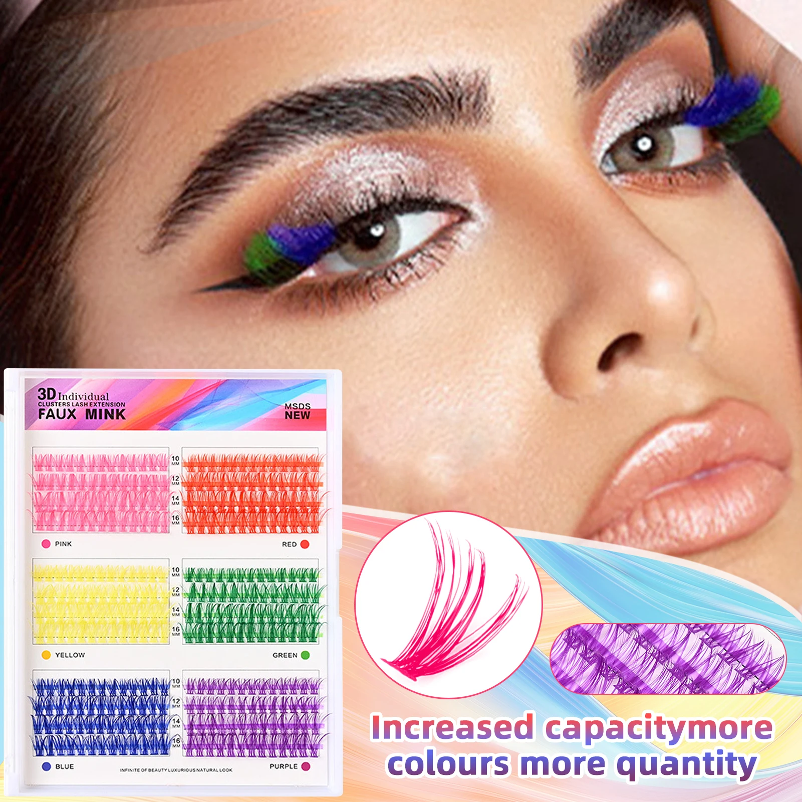 Color-Individual-clusters-lash-extension-312pcs-faux-mink-colorful ...