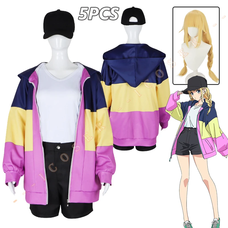 Anime Paripi Koumei Tsukimi Eiko Cosplay Costume Hooded Jacket Blonde ...