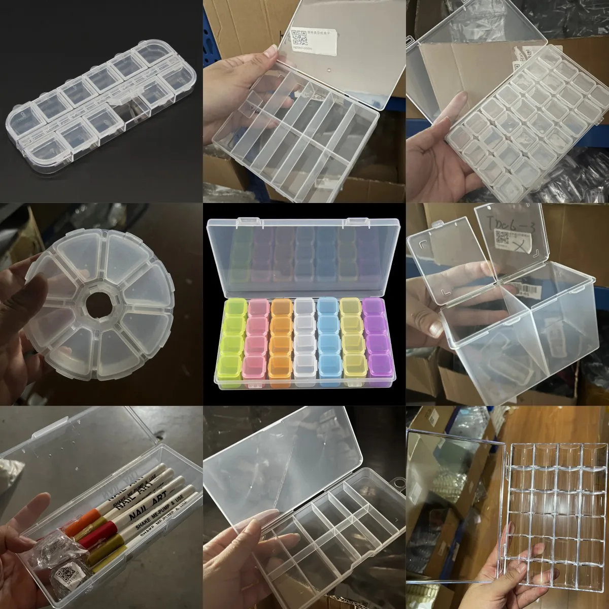 1PC Transparent Nail Art Storage Box Empty Jewelry Beads Gems False ...