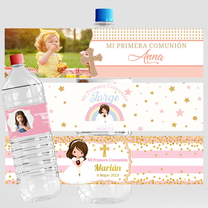 Custom-Personalized-Mi-Primera-Comuni-n-Decor-Water-Bottle-Stickers ...