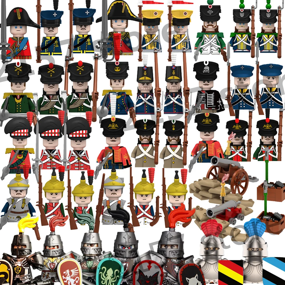 MOC Medieval Knight Figure Building Blocks Napoleonic Wars Soldier ...