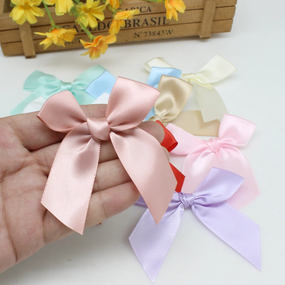 20-50PCS-85-85mm-Pink-Satin-Ribbon-Bows-Decoration-Bows-Small-Bowknot ...