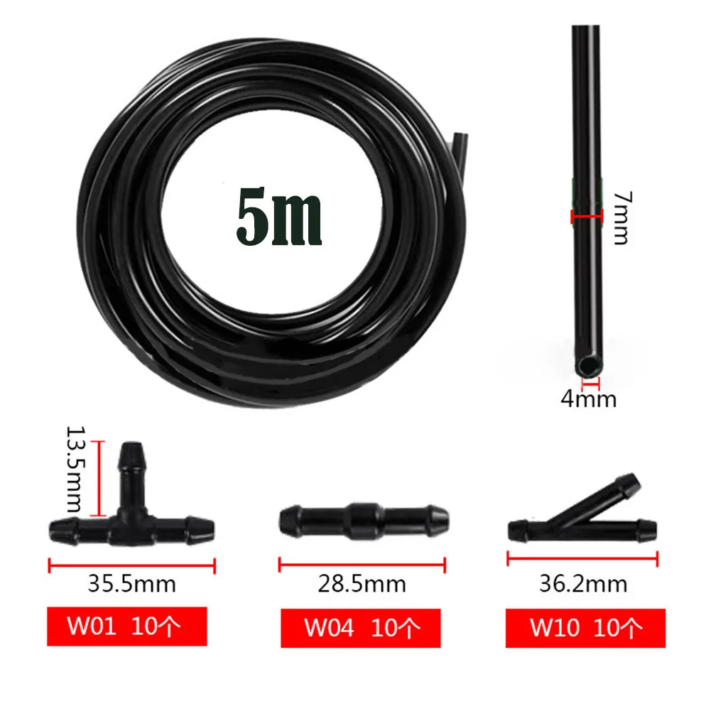 Universal-5m-Windshield-Washer-Nozzle-Hose-Tube-Pipe-W-Connector-T-Y-I ...