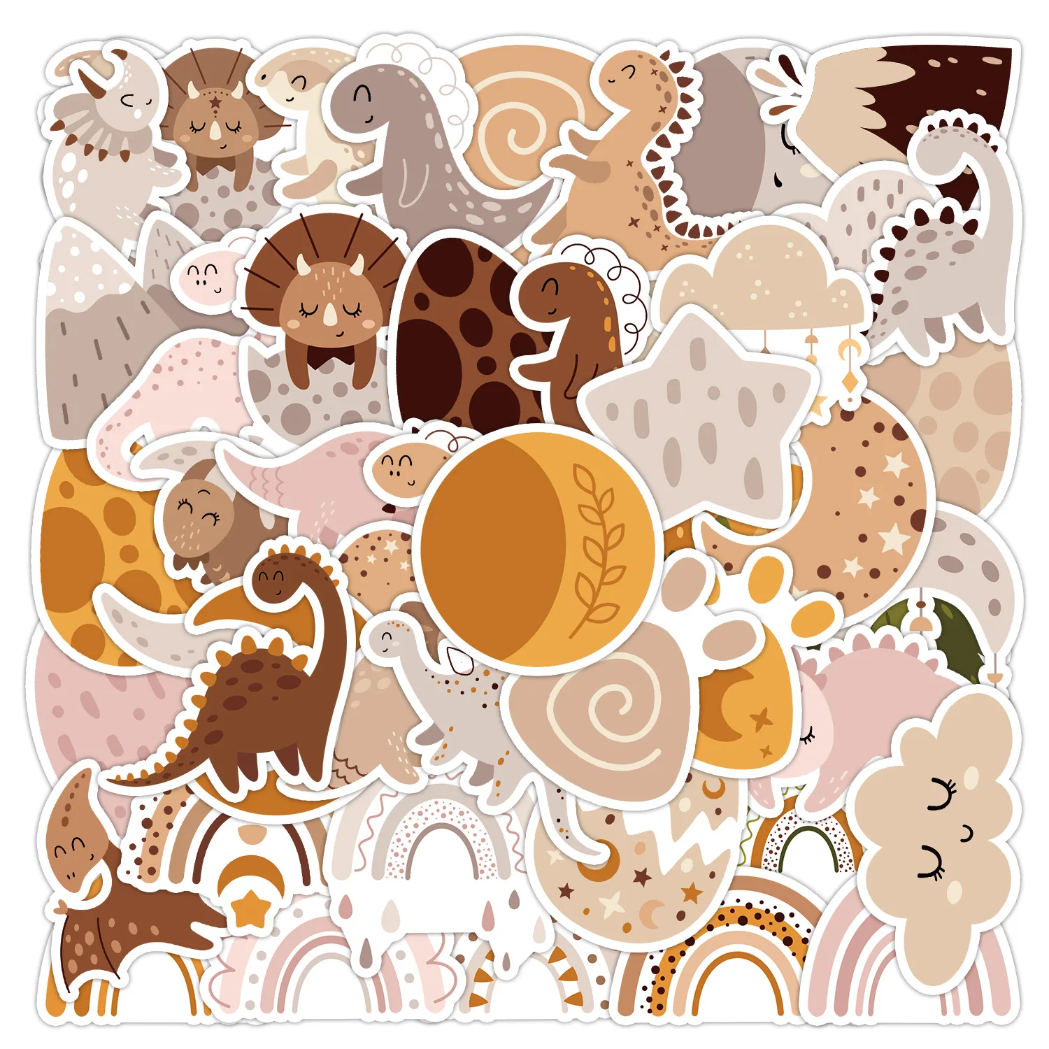 10-30-50pcs-Cute-Cartoon-Boho-Rainbow-Dinosaur-Stickers-Aesthetic ...