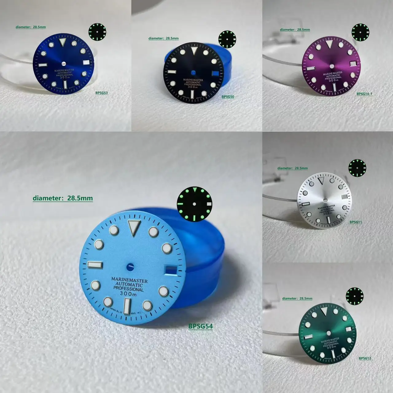 28-5mm-s-logo-SUB-Dial-Single-date-Watch-Hands-S-Dial-Green-Luminous ...