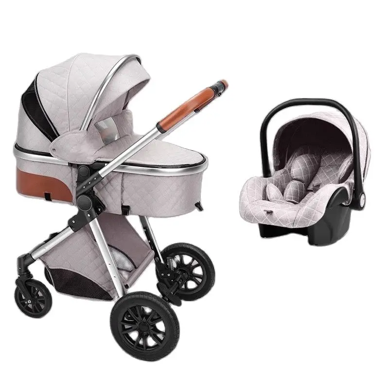 Baby-Stroller-3-in-1-High-Landscape-Stroller-with-Cradle-Foldable ...
