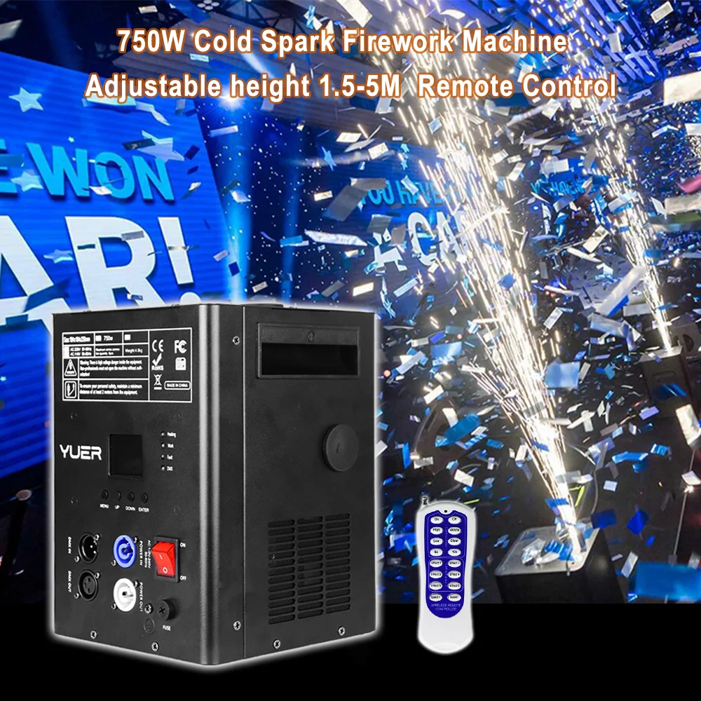 750W Cold Spark Firework Machine Adjustable height 1.5-5M DMX512 Remote ...
