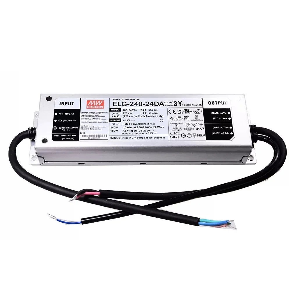 MEAN WELL ELG-240-A/B/AB/DA-3Y Waterproof LED Drive Power 24/36/42/48/54