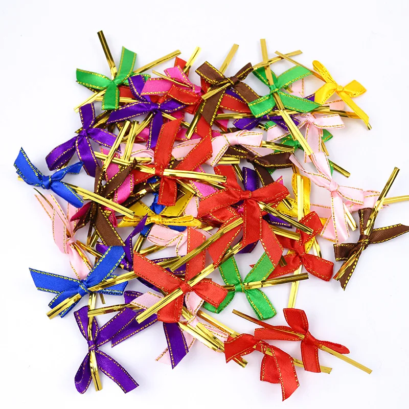 25Pcs-5cm-Mini-Ribbon-Bows-Metallic-Twist-Wire-Ties-Satin-Ribbon-Bow ...