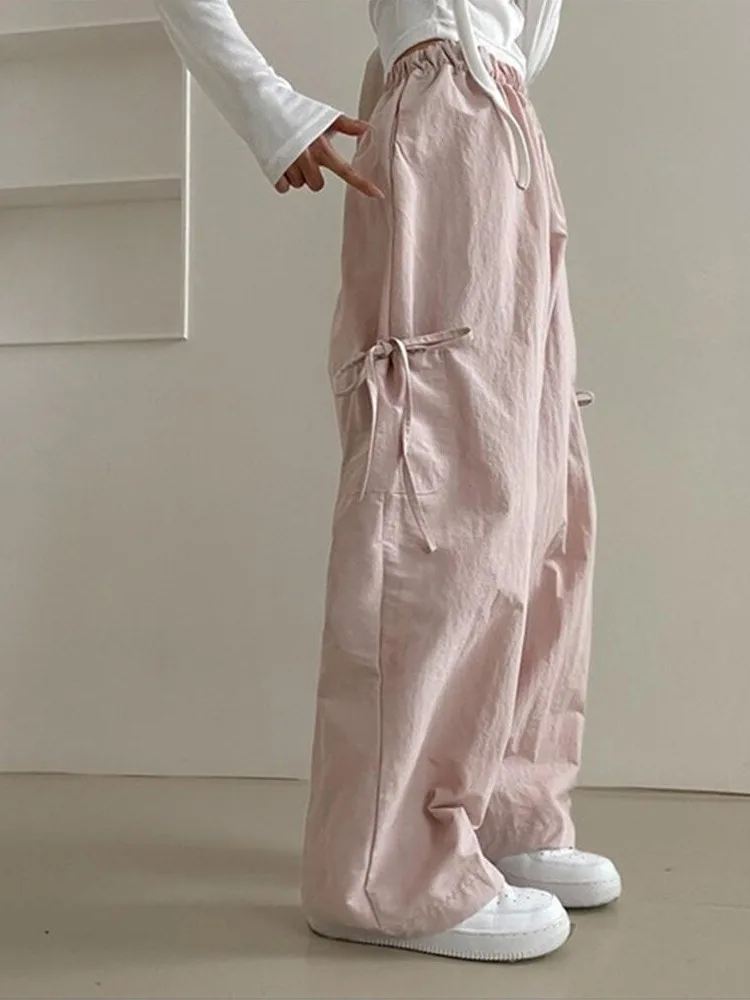Loose-Wide-Leg-Pants-Pink-Overalls-Women-s-Spring-Summer-New-American ...