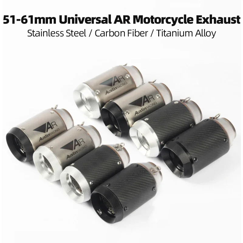 51-61mm-Universal-AR-Carbon-Fiber-Motorcycle-Exhaust-Muffler-Pipe ...