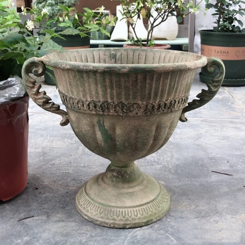 hand made distressed vintage small metal flower vase for living room ...