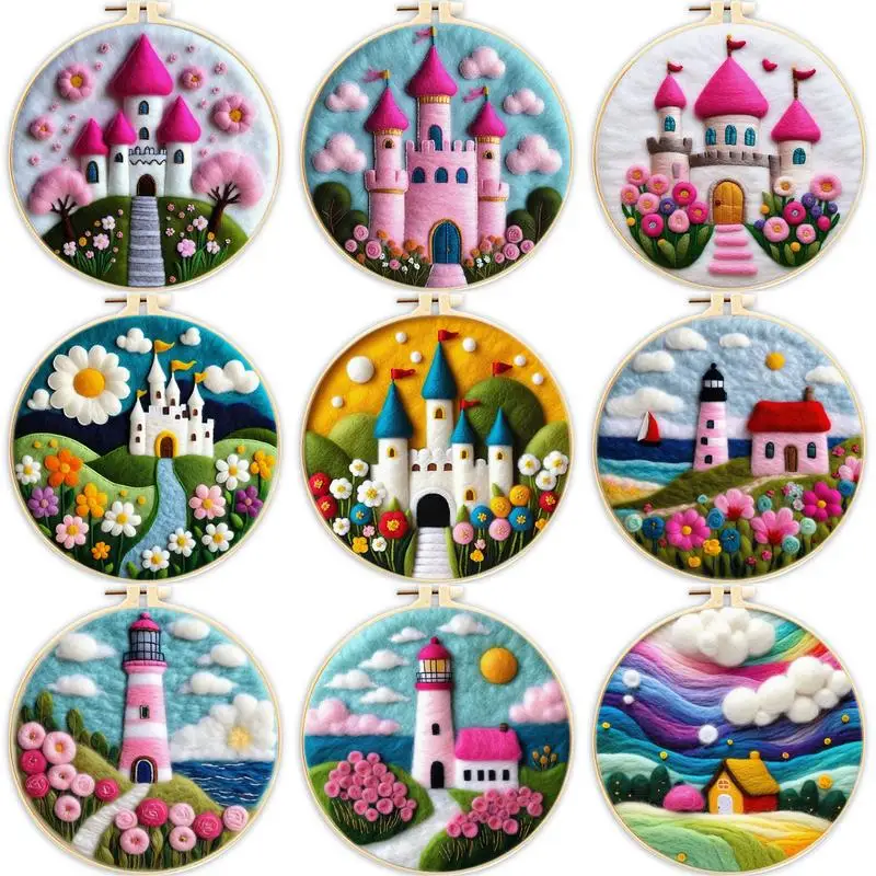 SDOYUNO-DIY-Wool-Needle-Felt-Landscape-With-Embroidery-Handmade ...