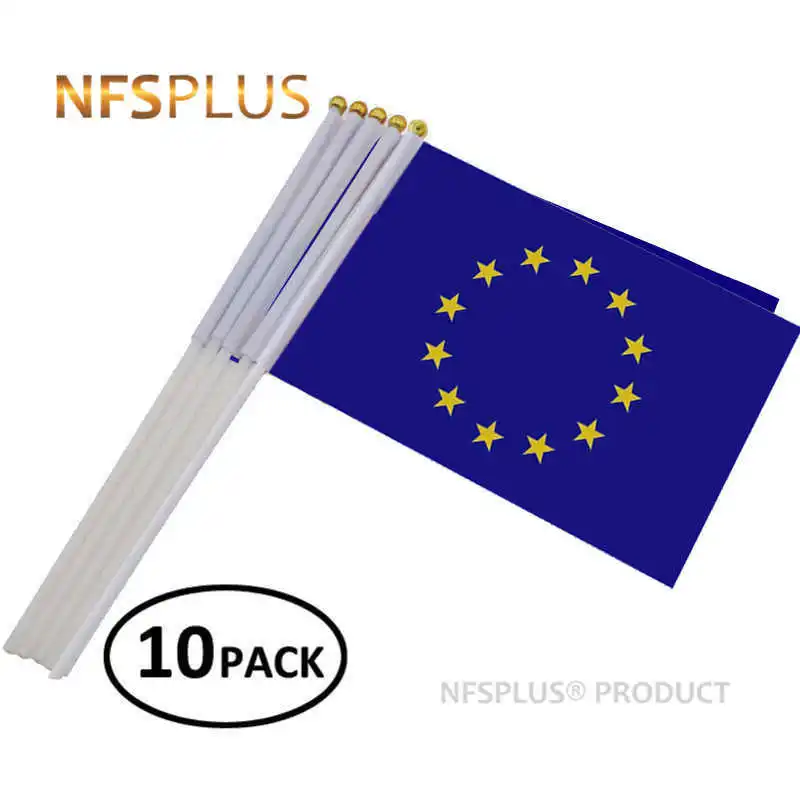 10PCS-LOT-Handheld-EU-Flags-European-Union-14x21cm-Flag-30cm-Length ...