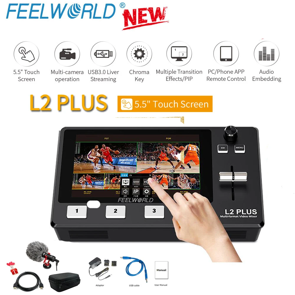 Feelworld L2 Plus Multi-camera Video Mixer Switcher With 5.5 Inch Touch ...