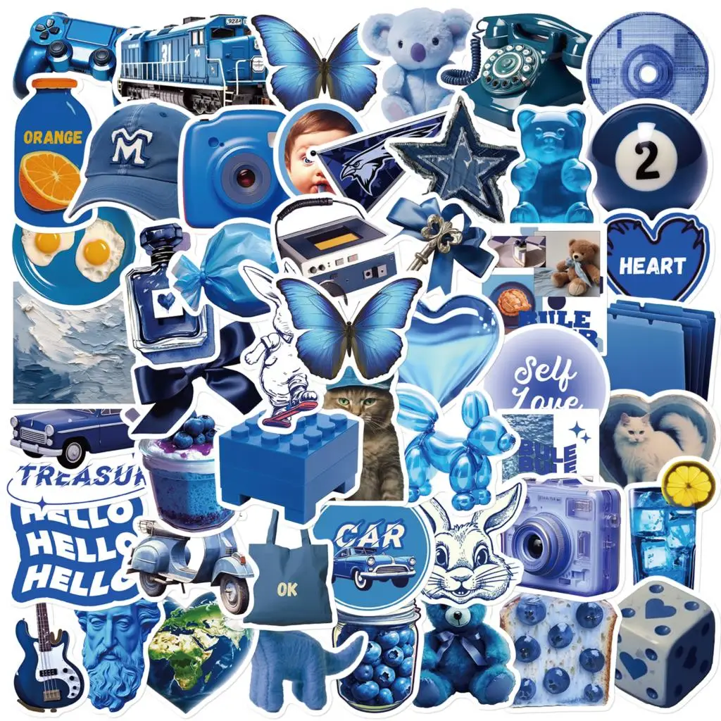 50PCS-Dark-Blue-Ins-Wind-Creative-Sticker-Cartoon-Waterproof-Graffiti ...