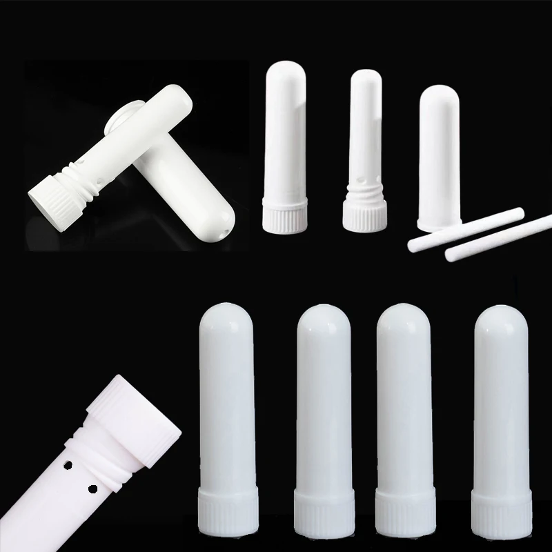 50Pcs Empty Portable Plastic Perfume Nasal Inhaler Tubes w/ Wicks Blank ...