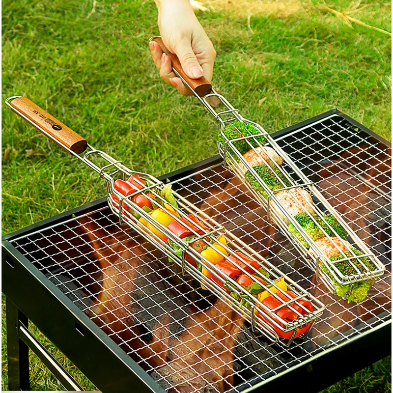 304-Stainless-Steel-Barbecue-Cage-Camping-Stall-Baking-Grille-Solid ...