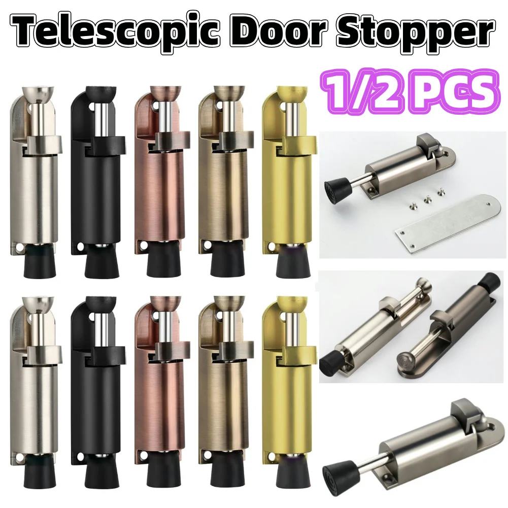 1-2PCS-Telescopic-Door-Stopper-Spring-Loaded-Heavy-Duty-Stopper-Metal ...