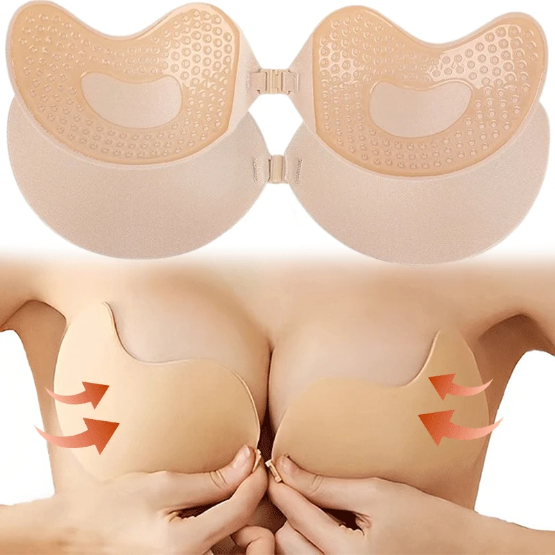 여성 푸시 업 브래지어 접착 페이스티 스트랩리스 브래지어 재사용 가능한 젖꼭지 커버 스티커 패치 웨딩 드레스 란제리