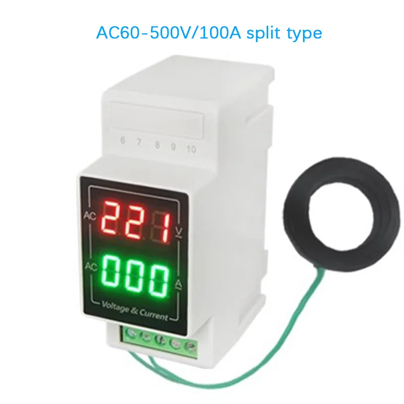 Voltage Current Meter Digital DIN Rail Meter - AC 80-500V 100A Voltage ...