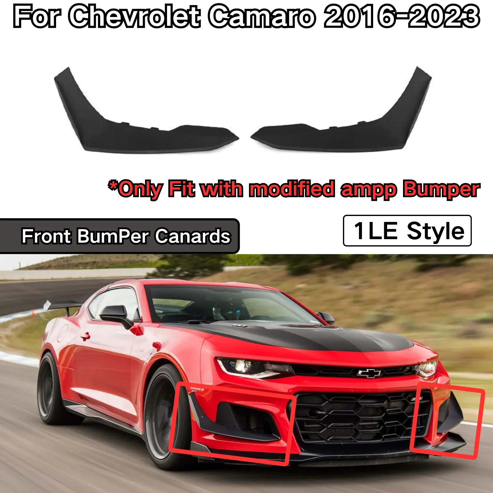 Front-Bumper-Side-Splitter-Canards-PP-For-2016-2023-Chevrolet-Camaro ...