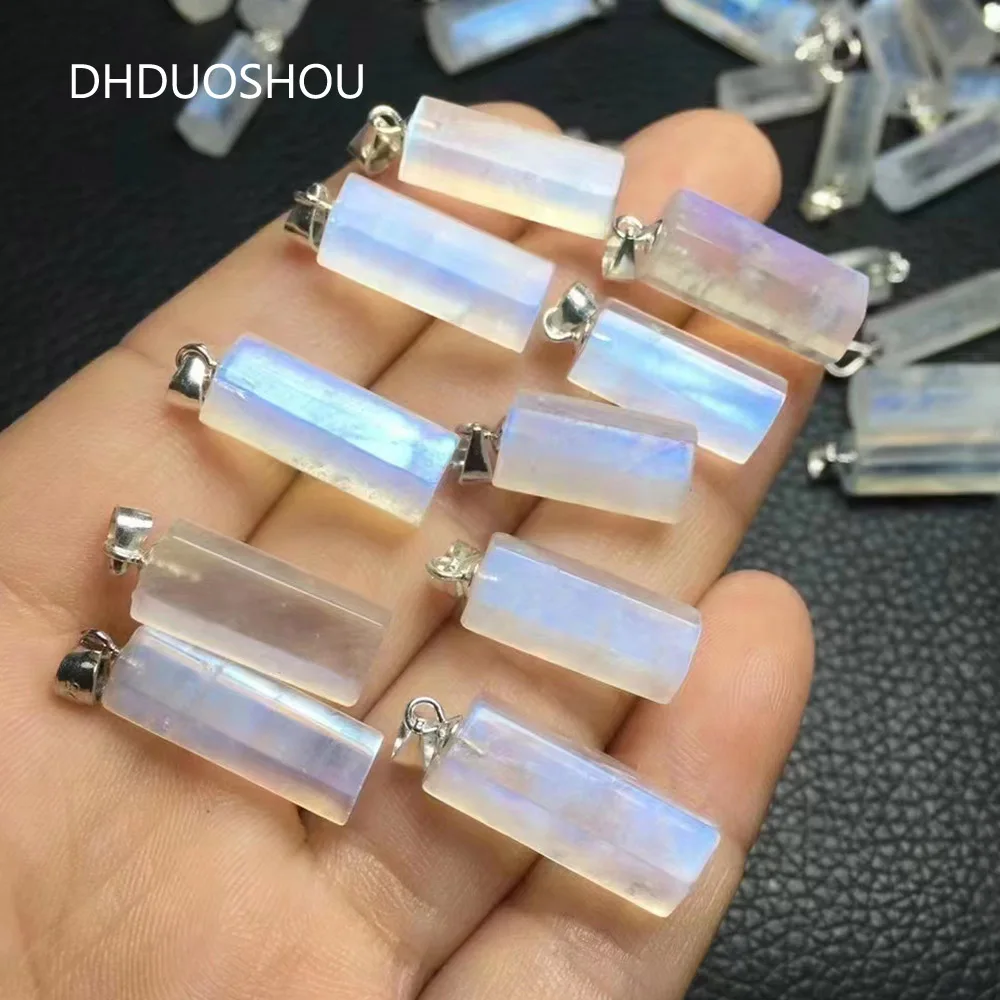 Natural-Blue-Moonstone-Pendant-Pillar-Shape-Crystal-Real-Gemstone-Reiki ...