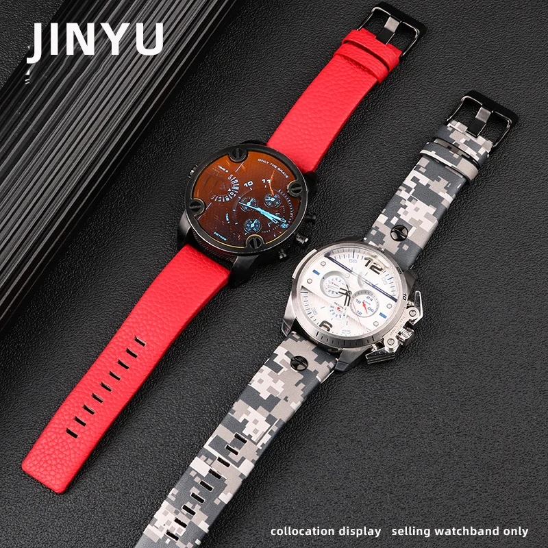 Genuine leather Watch Strap 22 24 26 27 28 30 32mm Watchband For Diesel ...