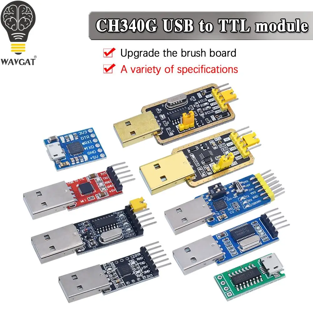 CH340 module USB to TTL CH340G upgrade download a small wire brush plate STC microcontroller ...
