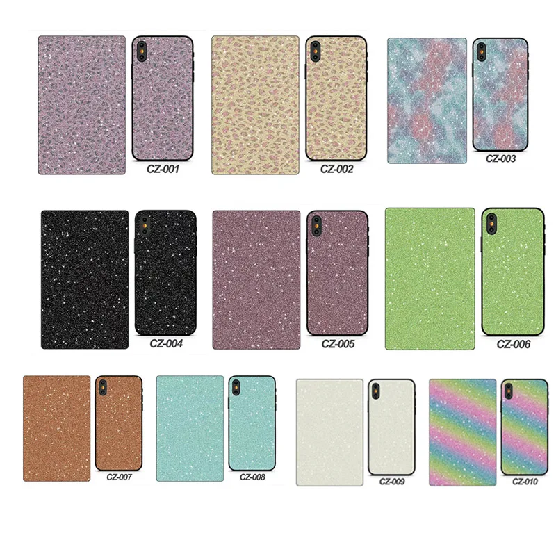 50pcs Luxury Glitte Decorative Film Back Stickers for iPhone Samsung ...