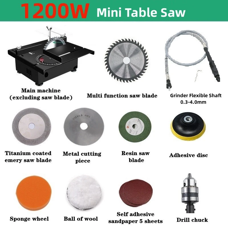 110V/220V 1200W Mini Table Saw Woodworking Plastic Acrylic Electric Saw ...