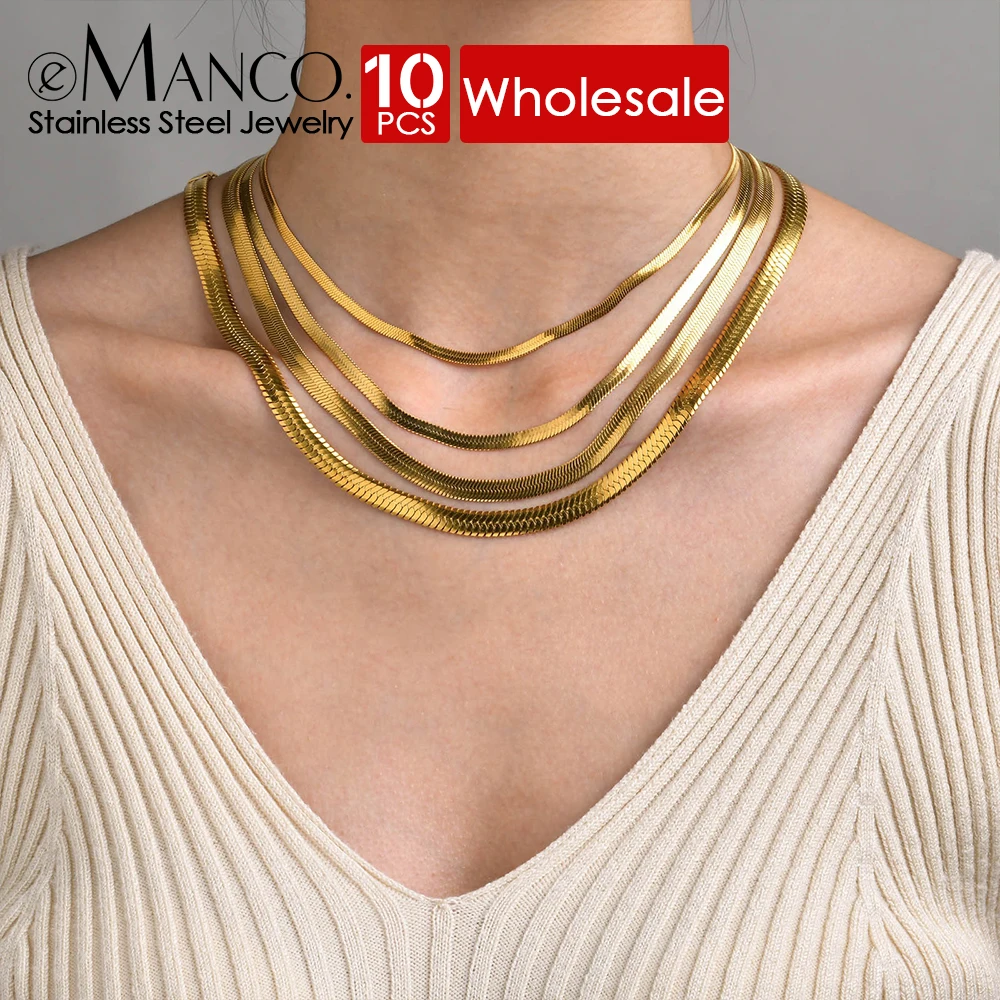 eManco-Choker-Stainless-Steel-Gold-Color-Blade-Chain-Necklace-Jewelry ...