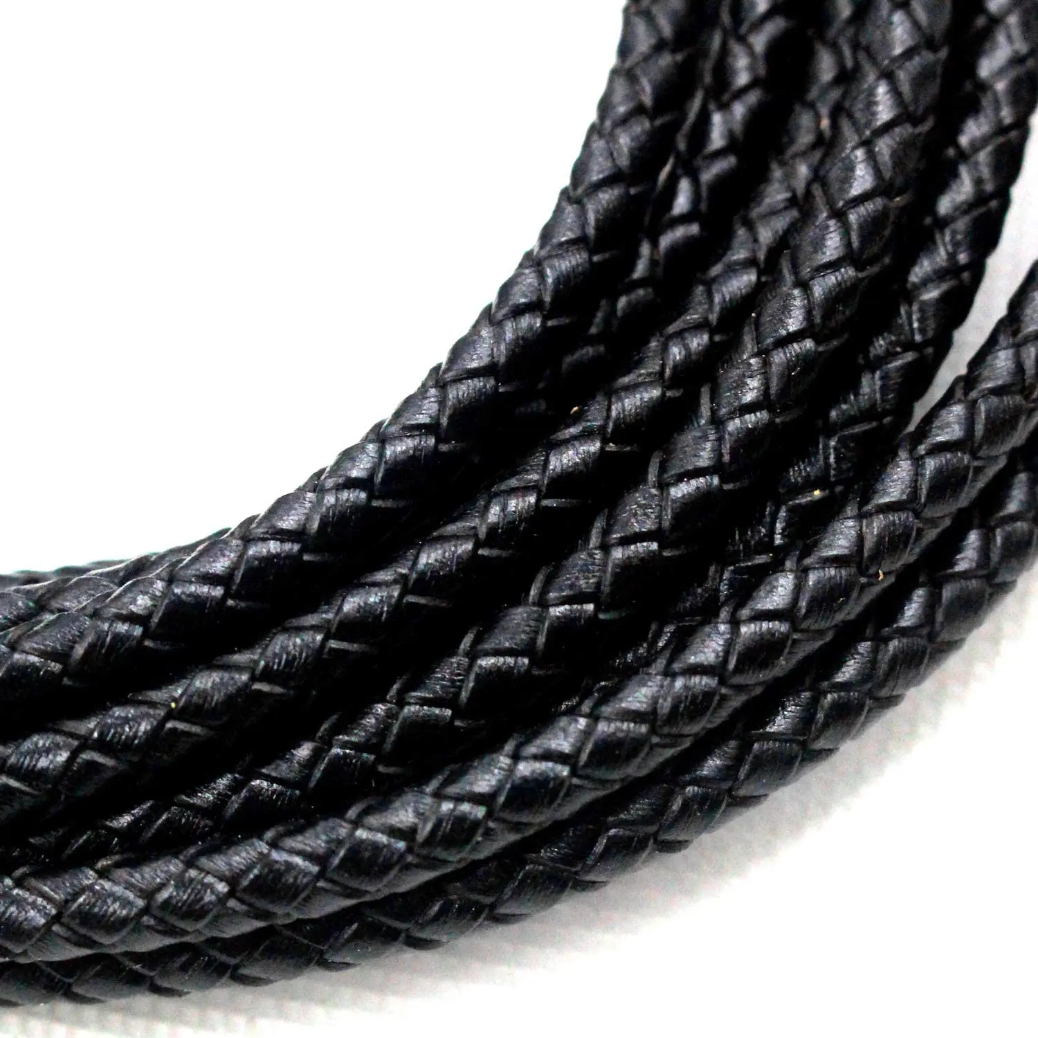 5m-Black-Round-Braided-Genuine-Real-Leather-Cord-Rope-String-Lace-for ...