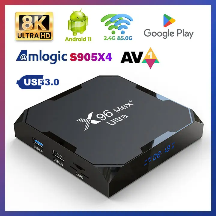 Original X96 MAX Plus Ultra Android 11 TV Box 4GB 64GB 32GB AV1 Wifi BT 8K X96Max Smart Media ...