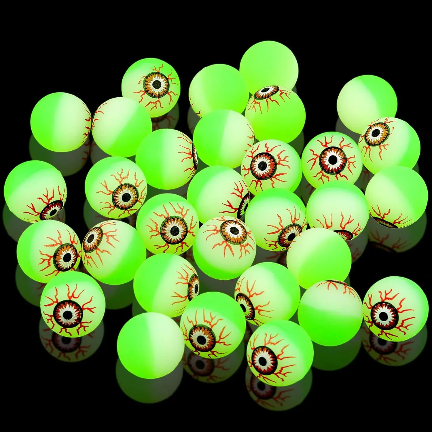 10pcs Glow in The Dark Eyeball 30MM Bouncy Ball Halloween Supplies Toys ...