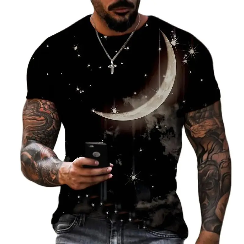 Summer-Men-Moon-graphic-t-shirts-New-Fashion-Natural-Scenery-Trend ...