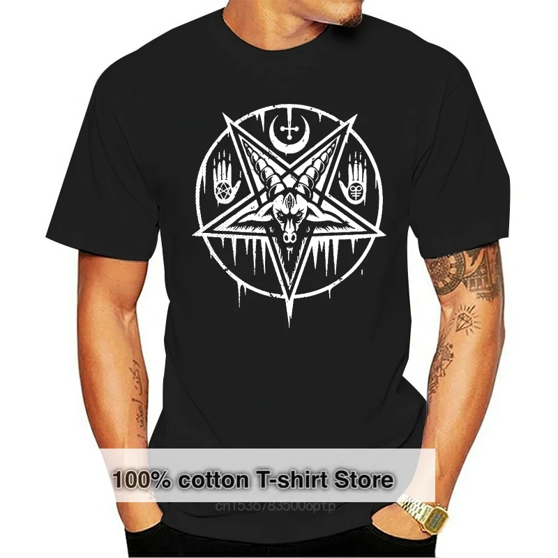 Darkside-Baphomet-Pentagram-Occult-Satanic-Mens-T-Shirt-Black-Rock ...