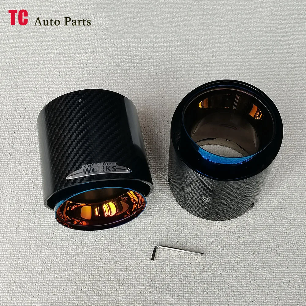 1PCS-Blue-Chrome-and-Carbon-Fiber-Muffler-Tip-Fit-For-Mini-Cooper-S ...