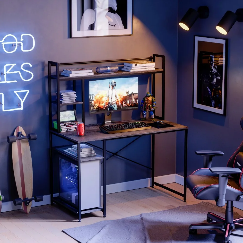 47-2-Inch-Gaming-Desk-with-Shelf-Home-Office-Computer-Table-Easy ...