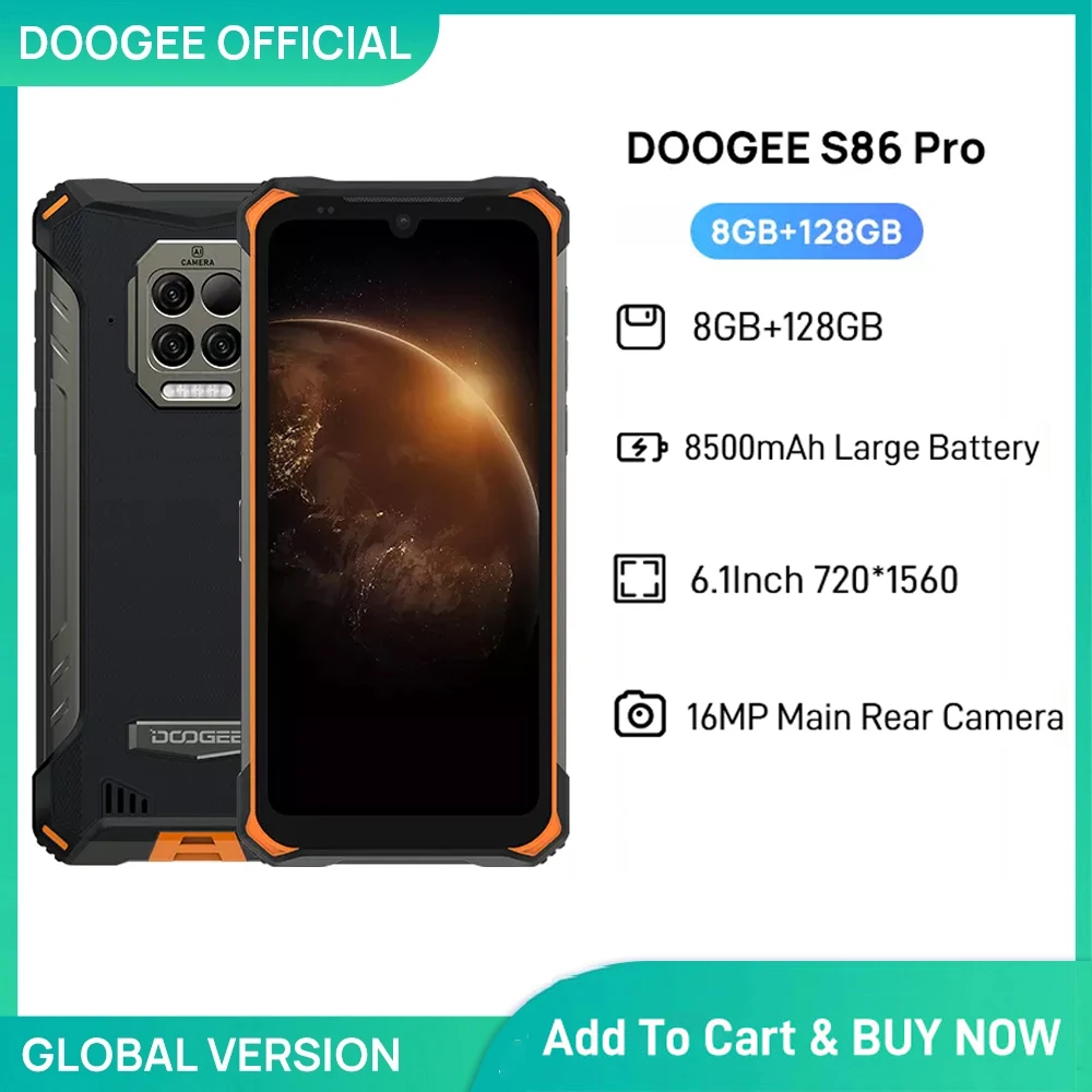 DOOGEE S86 Pro هاتف ذكي قوي 8GB + 128GB ترمومتر الأشعة تحت الحمراء الهاتف المحمول S86 الهاتف ...