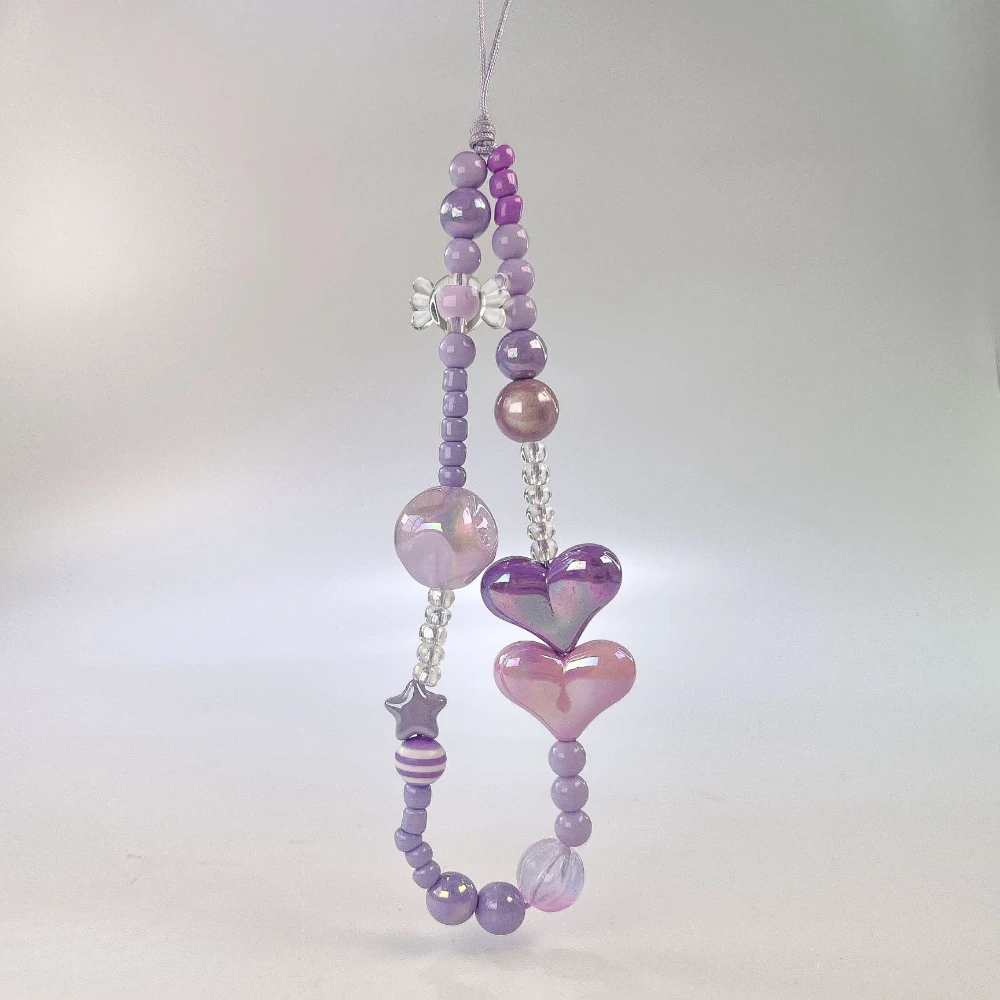 Original-Pink-Purple-Double-Heart-Phone-Chain-Sweet-Style-CCD-Camera ...