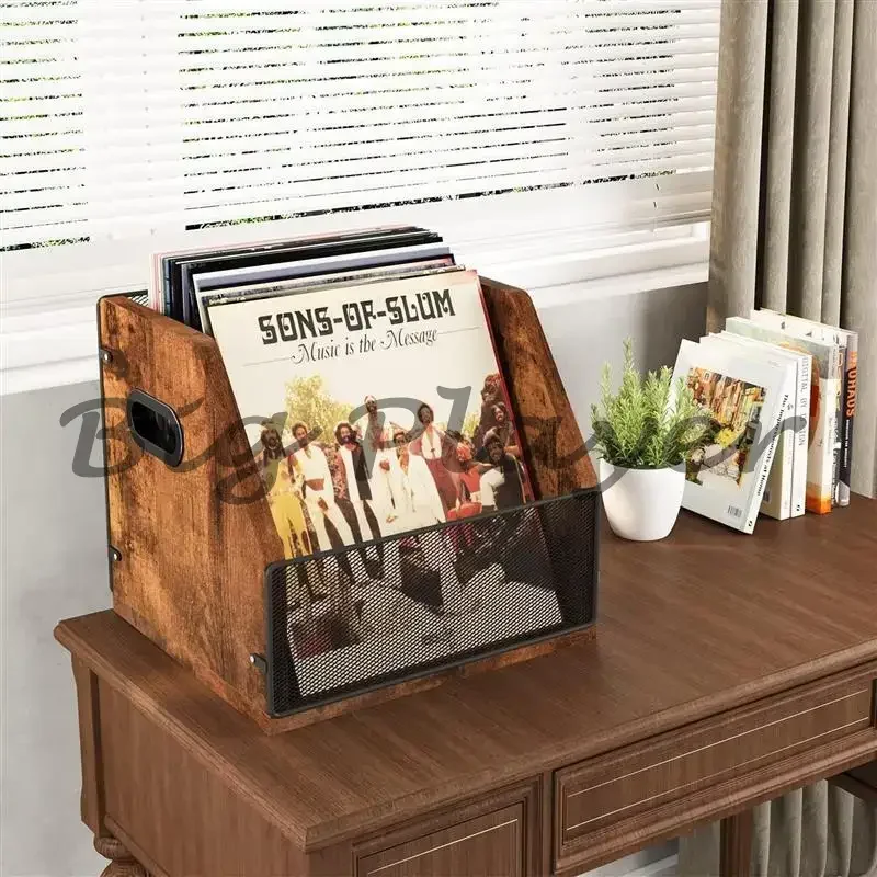 American Industrial Style Wooden Storage Box for Black Vinyl Record ...